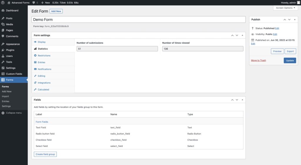 Advanced Forms Pro Extension for Advanced Custom Fields
